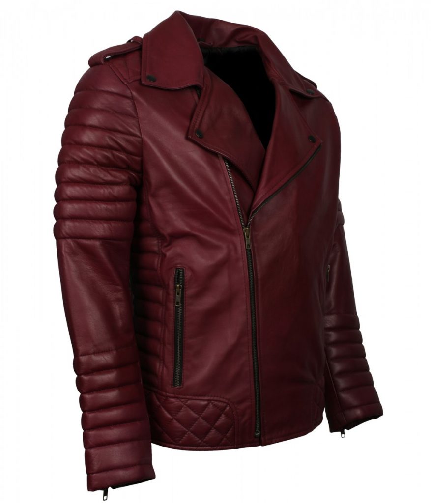 Brando Mens Maroon Motorcycle Leather jacket - Stinson Leathers