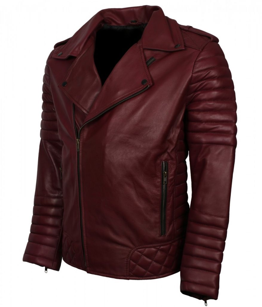Brando Mens Maroon Motorcycle Leather jacket - Stinson Leathers