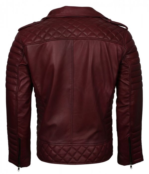 Brando Mens Maroon Motorcycle Leather jacket - Stinson Leathers