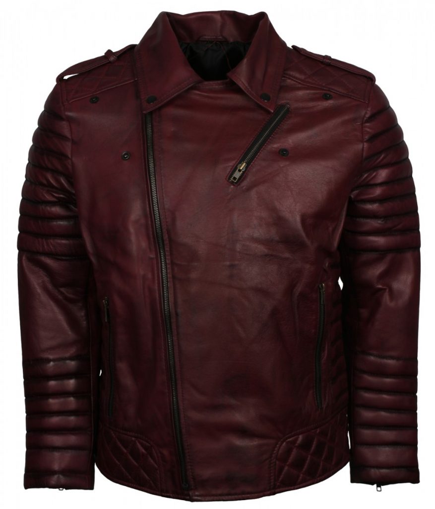 Brando Maroon Waxed Leather Motorcycle Jacket - Stinson Leathers