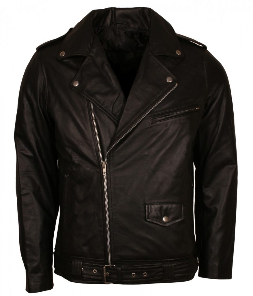 Black Brando Style Biker Leather Jacket - Stinson Leathers