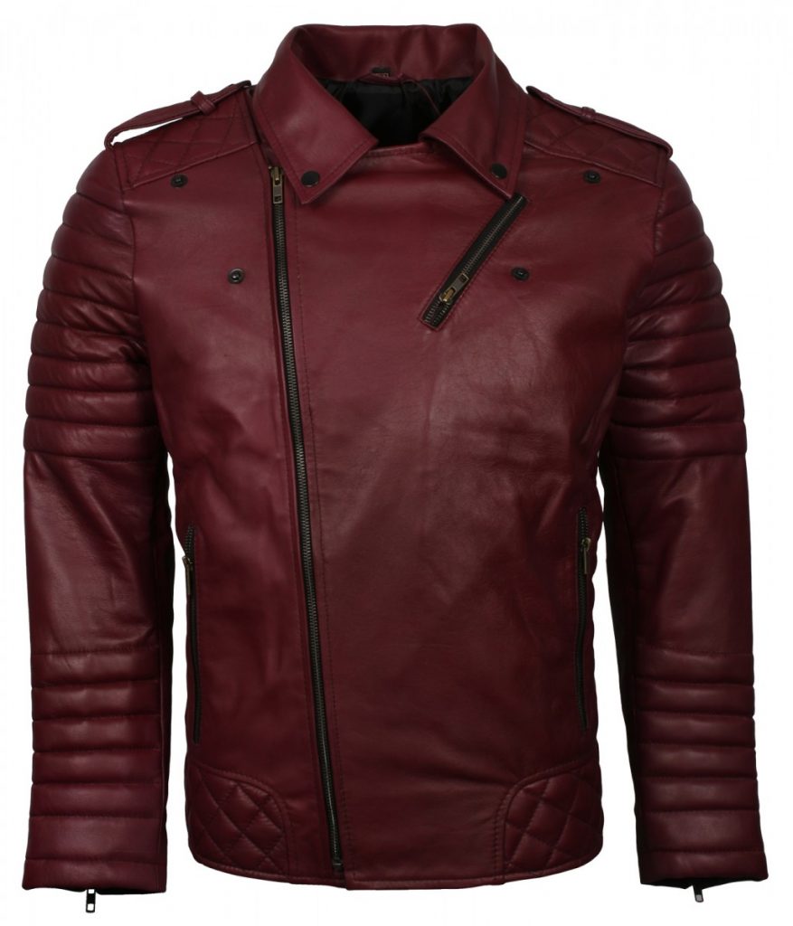 Brando Mens Maroon Motorcycle Leather jacket - Stinson Leathers