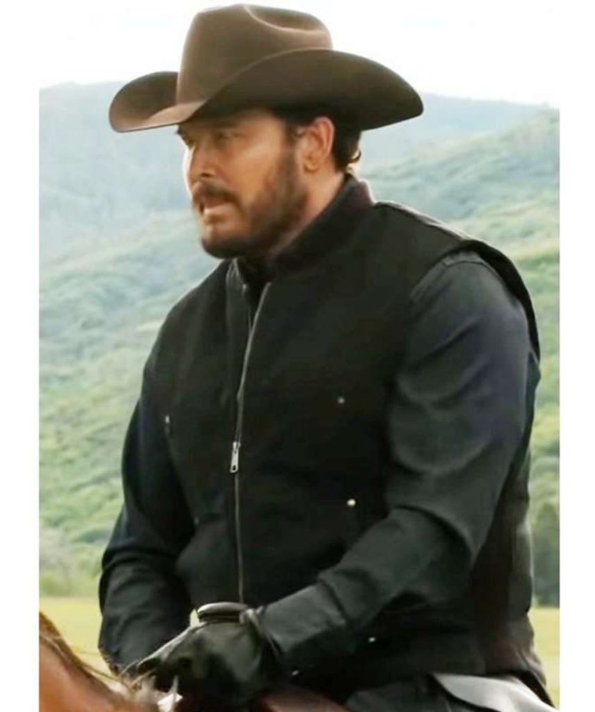 Cole Hauser Yellowstone Rip Wheeler Black Vest - Stinson Leathers