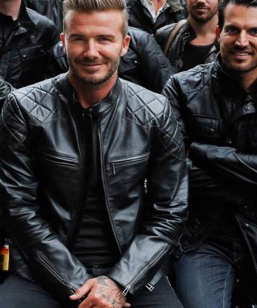 David Beckham Black Motorcycle Leather Jacket
