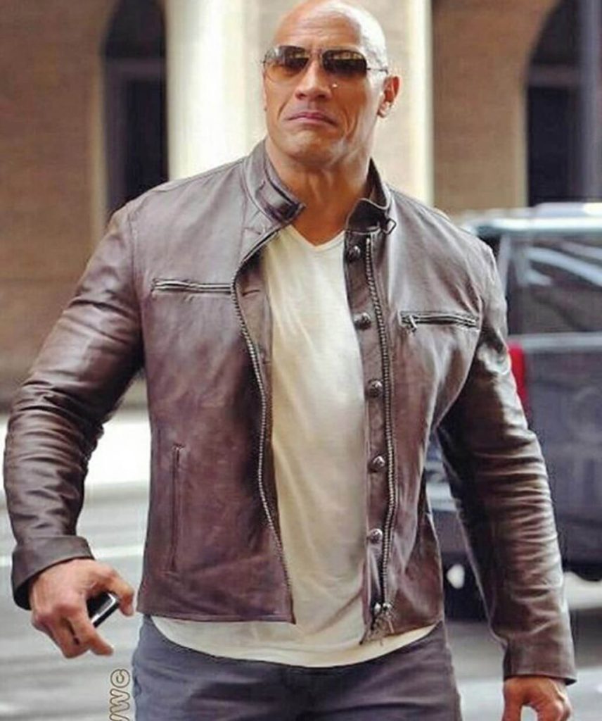 Dwayne Johnson Brown Leather Jacket