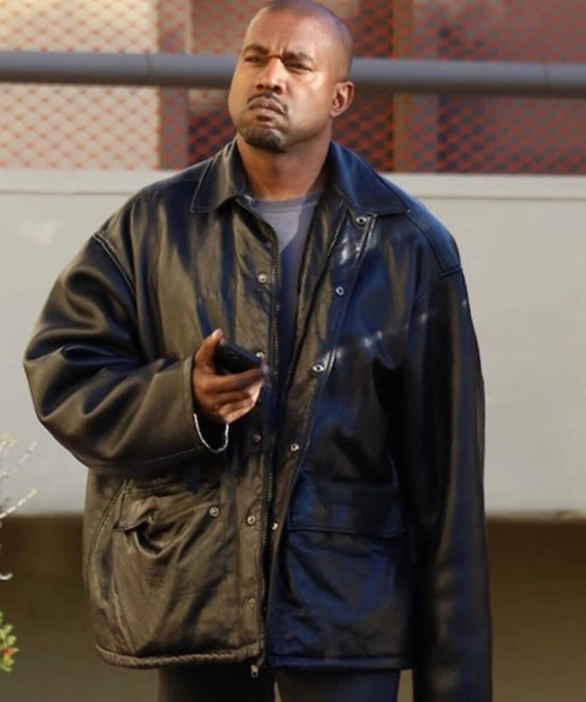 Kanye West Black Trucker Leather Jacket
