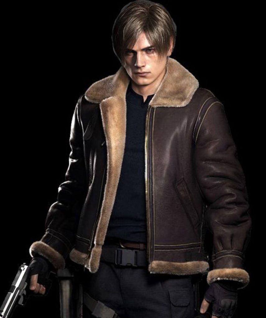 Resident Evil 4 Leon Kennedy Brown Leather Jacket