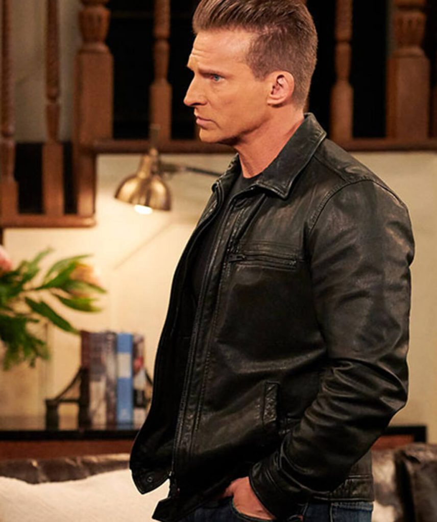 Steve Burton General Hospital Black Leather Jacket