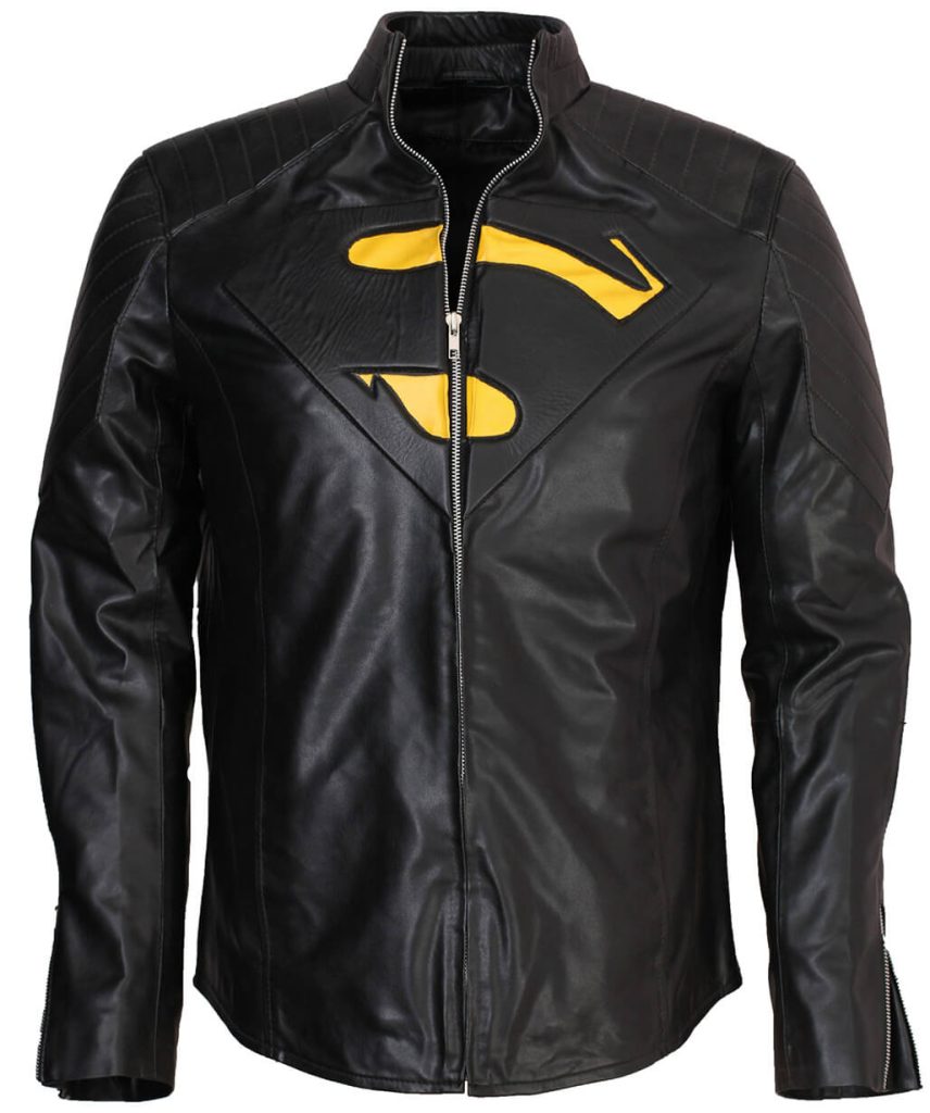 Superman Black Leather Jacket Outfit Men