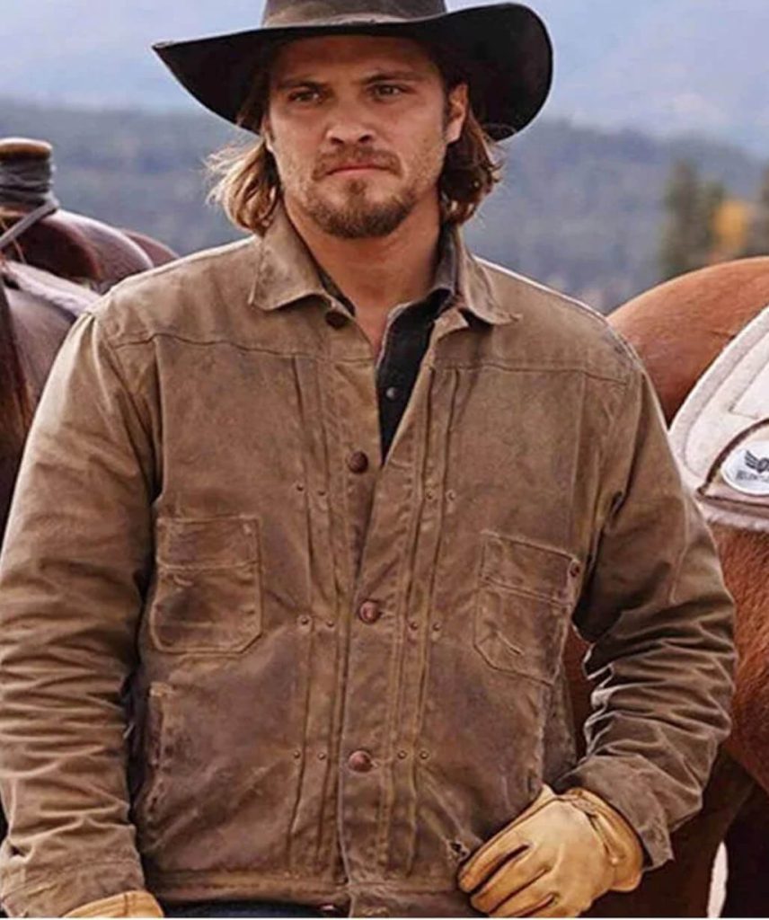 Yellowstone Kayce Dutton Luke Grimes Brown Waxed Jacket