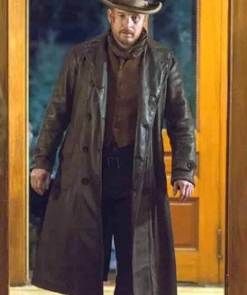 Yellowstone Rip Wheeler Cole Hauser Black Leather Trench Coat