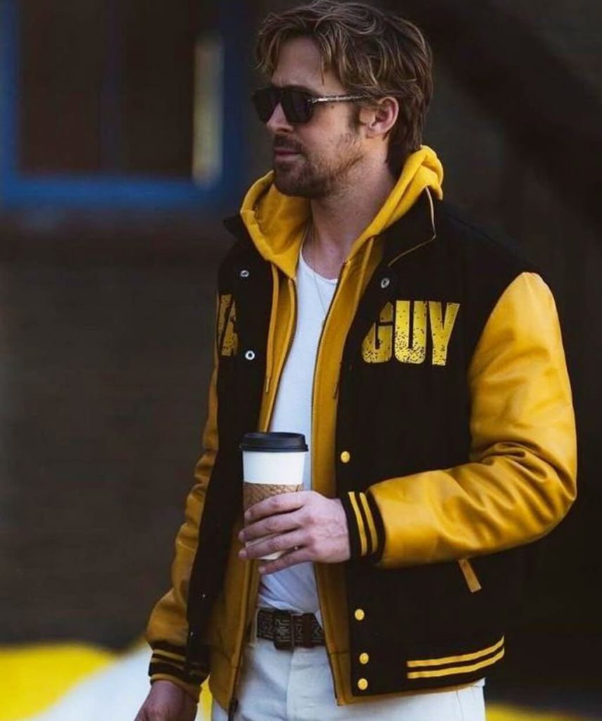 The Fall Guy 2024 Ryan Gosling Yellow & Black Varsity Jacket