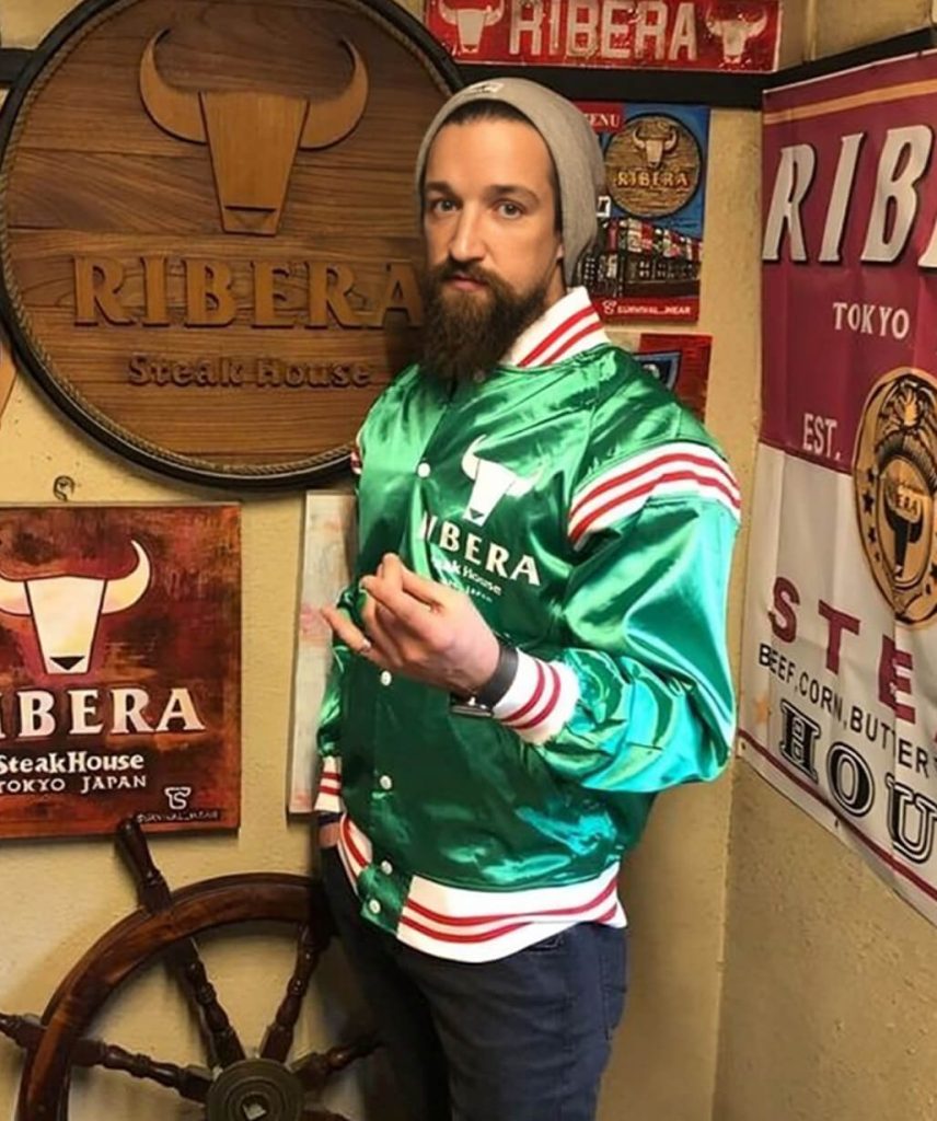 AEW Jay White Ribera Steakhouse Green Bomber Jacket