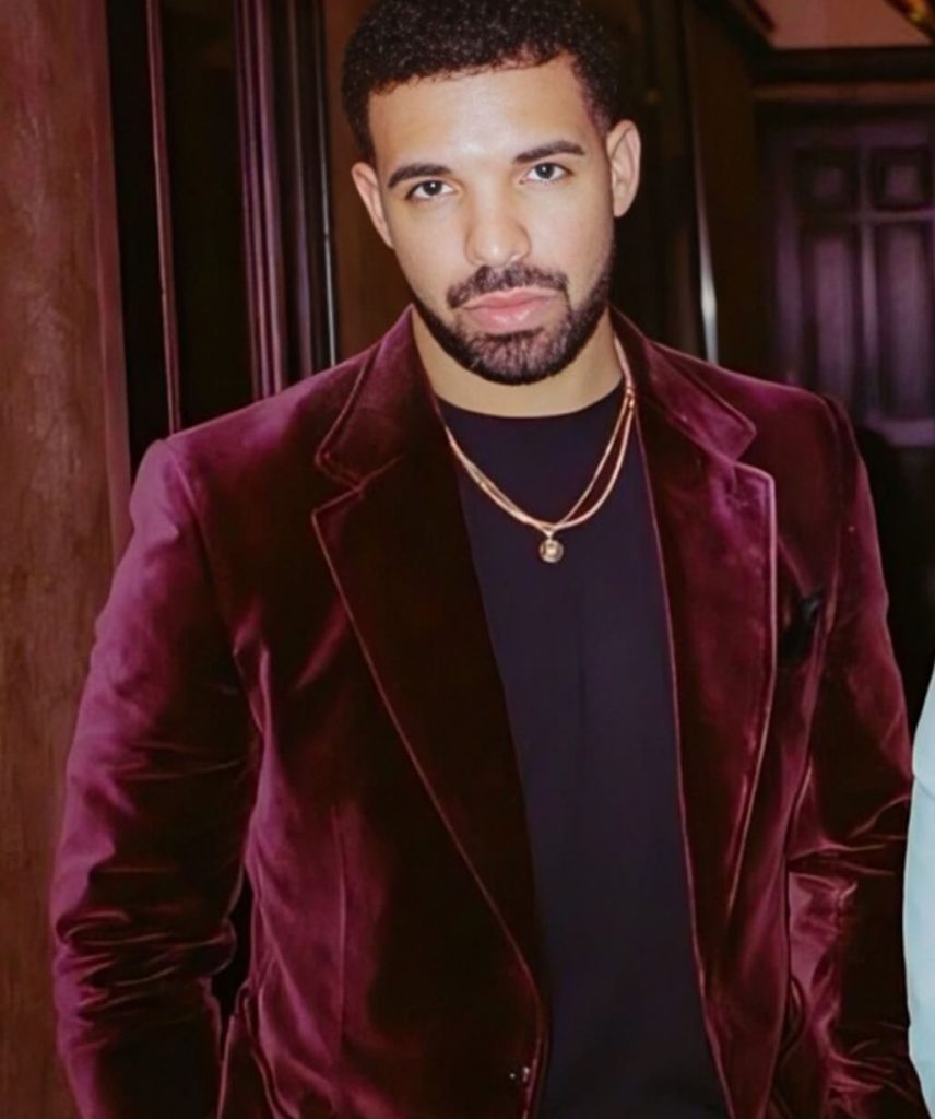 Drake Champagne Papi Velvet Maroon Blazer
