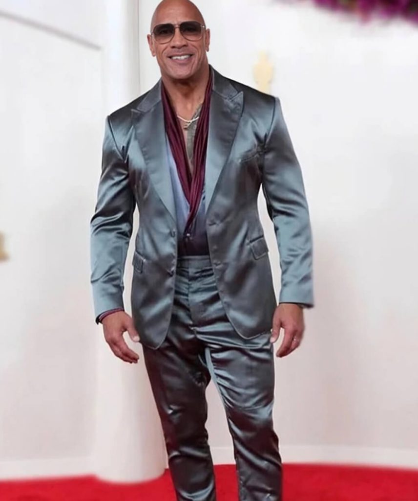 Dwayne Johnson Grey Velvet Suit