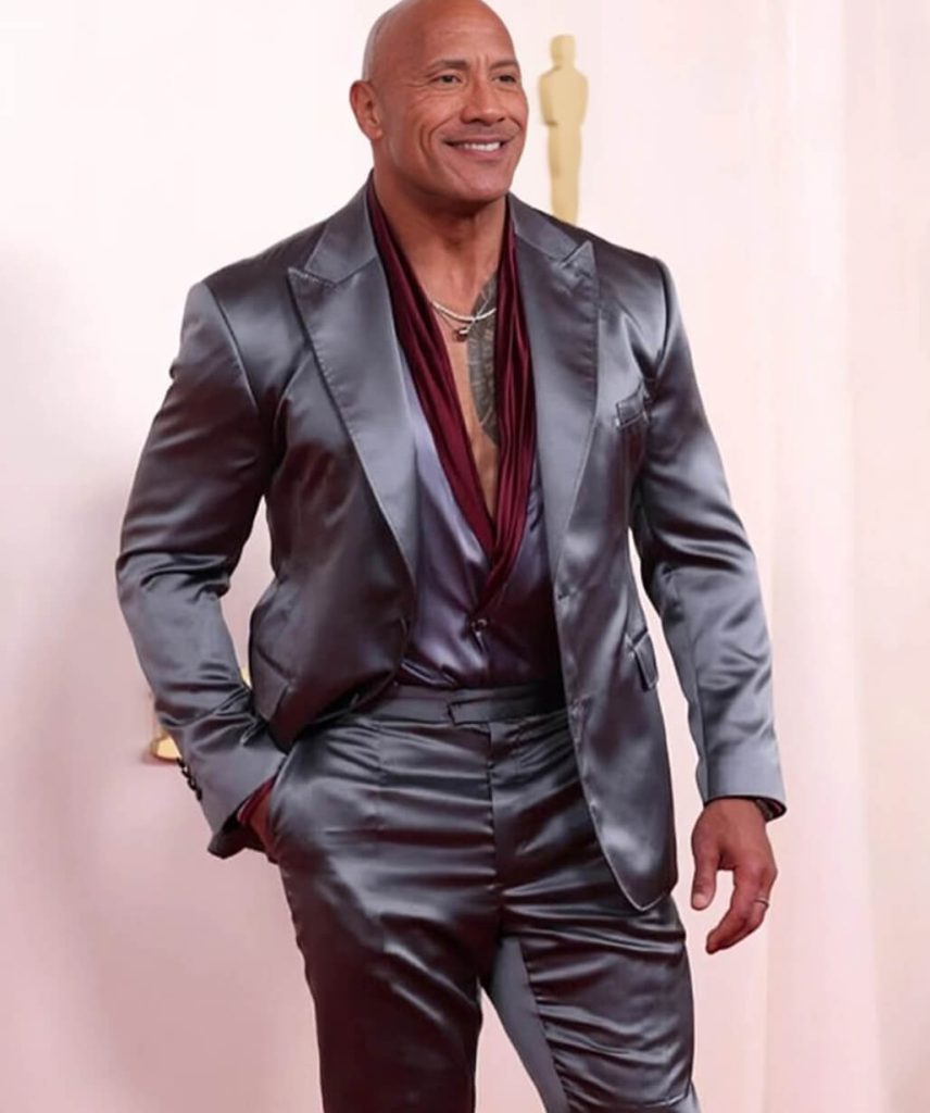 Dwayne Johnson Grey Velvet Suit