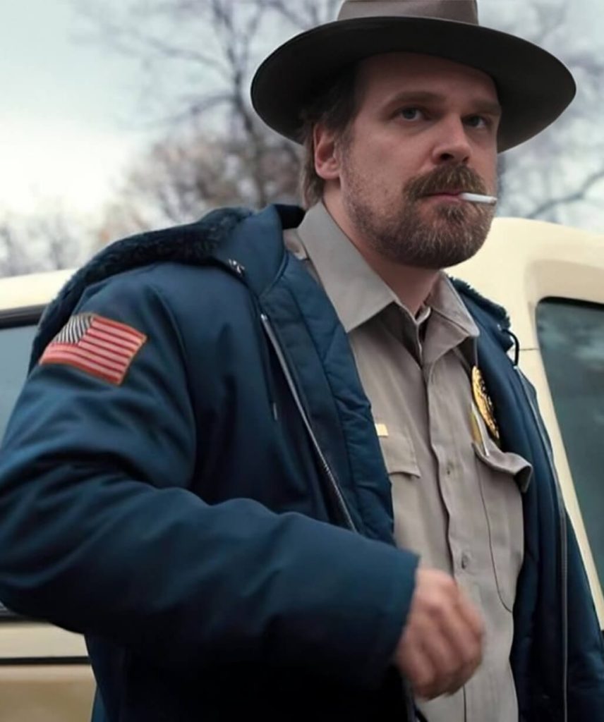 Stranger Things Jim Hopper Blue Shearling Jacket