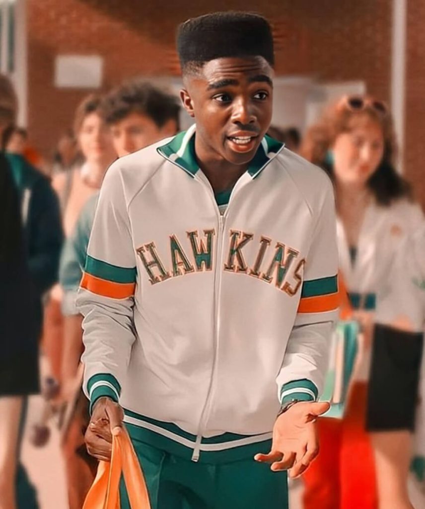 Stranger Things S4 Lucas Sinclair Hawkins White Jacket
