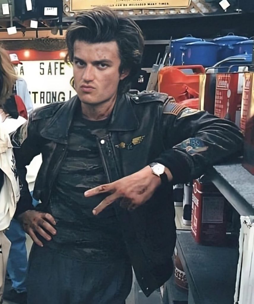 Stranger Things Steve Harrington Brown Leather Bomber Jacket Stranger Things Steve Harrington Brown Leather Bomber Jacket
