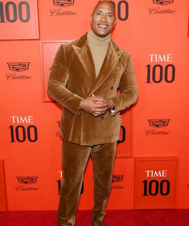 The Rock Dwayne Johnson Velvet Brown Suit