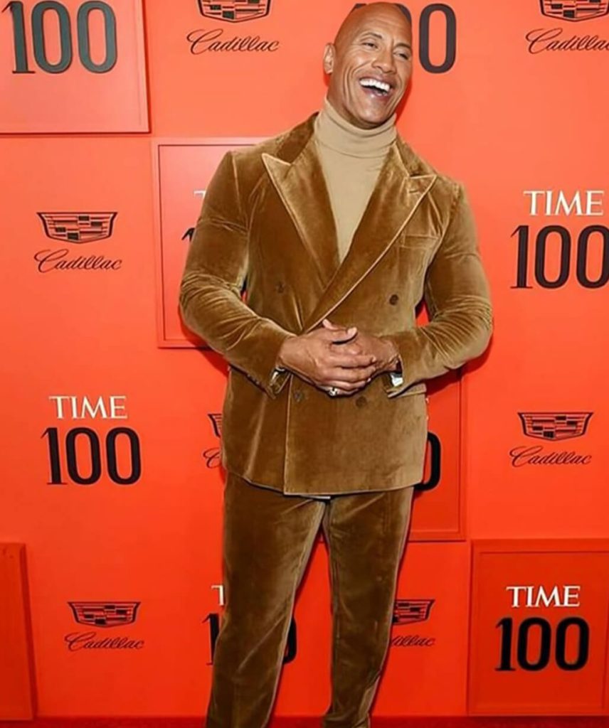 The Rock Dwayne Johnson Velvet Brown Suit