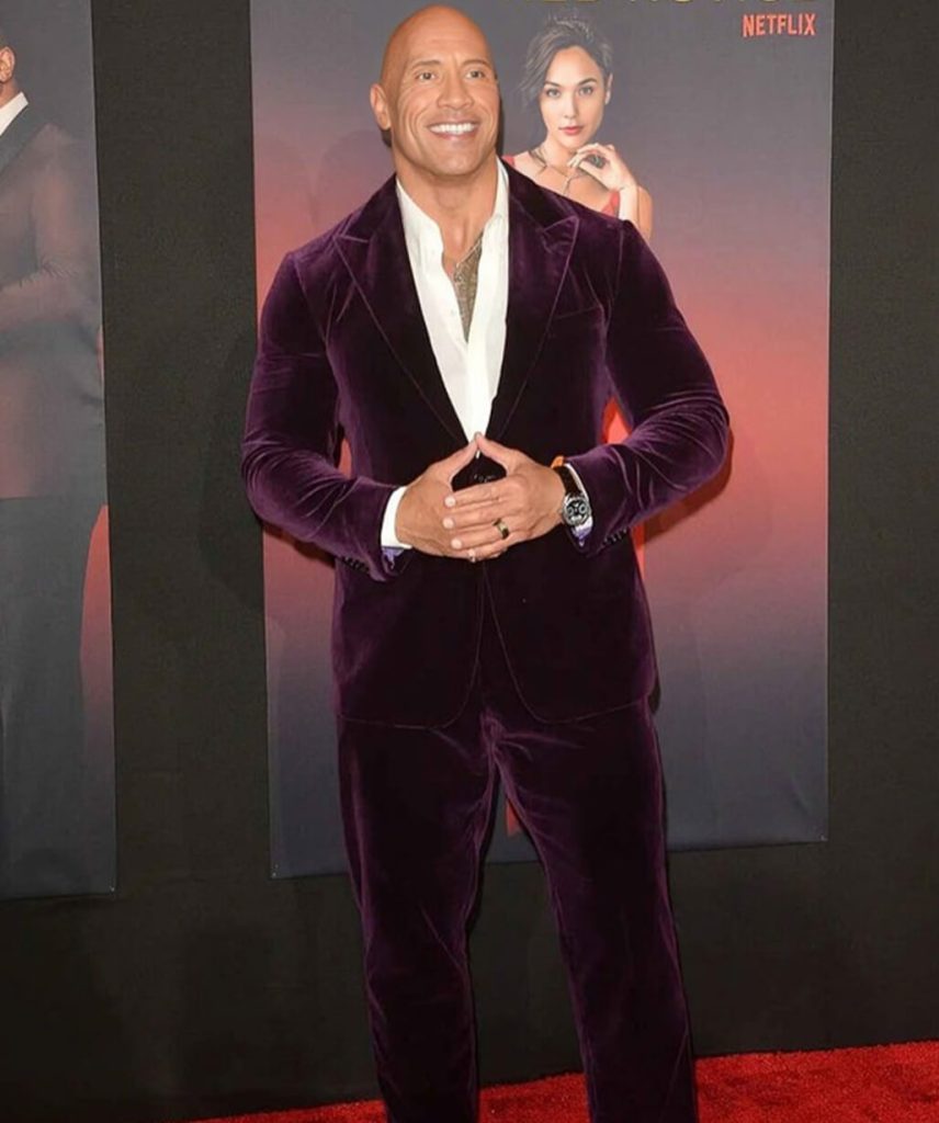 The Rock Dwayne Johnson Purple Velvet Suit