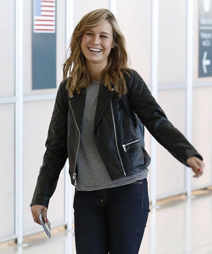 Brie Larson Black Leather Jacket
