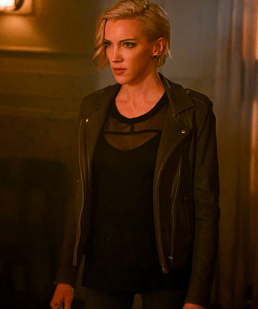Arrow Katie Cassidy Black Biker Leather Jacket