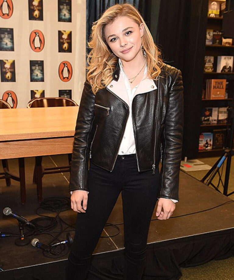 Chloe Grace Moretz Black Leather Jacket