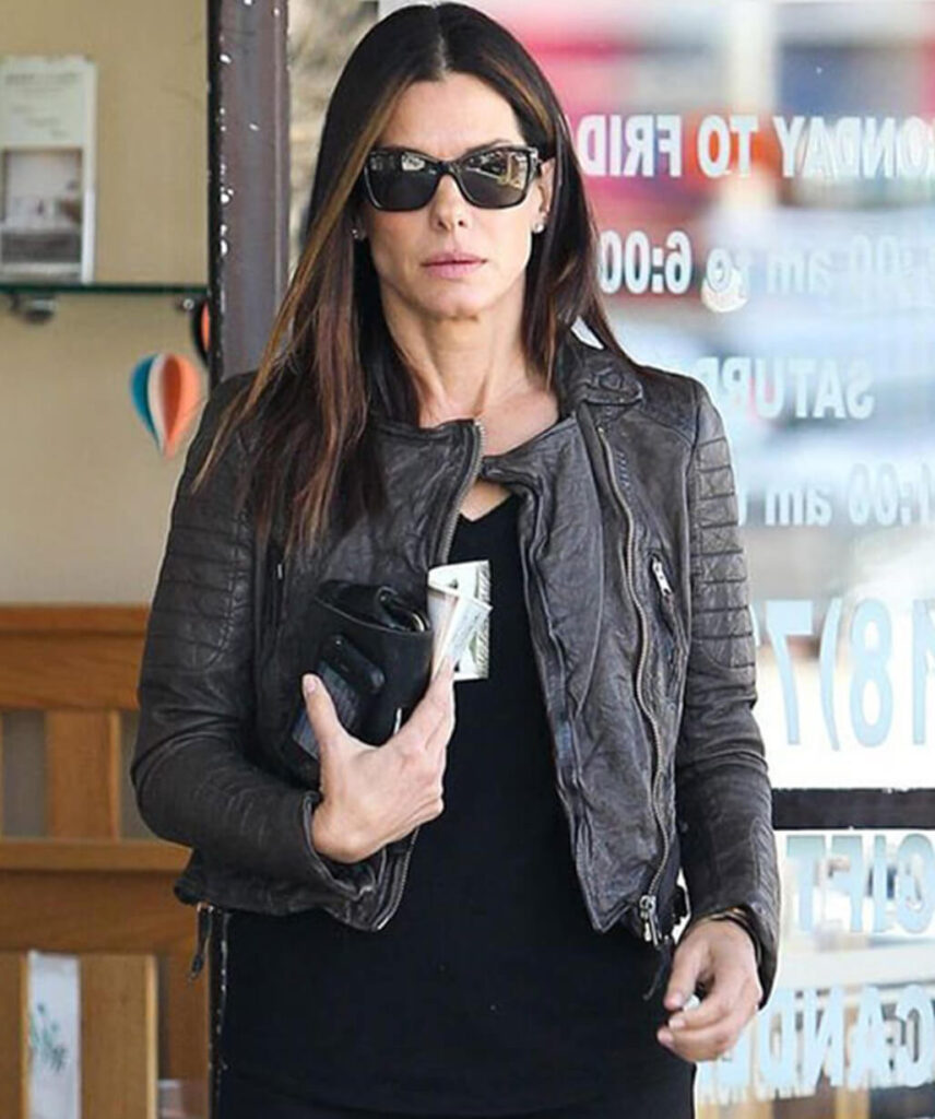 Sandra Bullock Black Leather Jacket