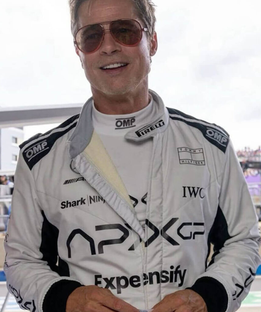 Sonny Hayes F1 2025 White Leather Jacket