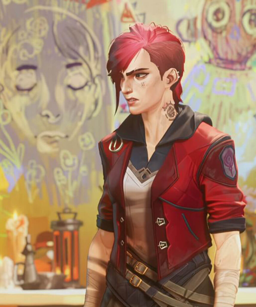 Arcane VI League of Legends Red Leather Jacket