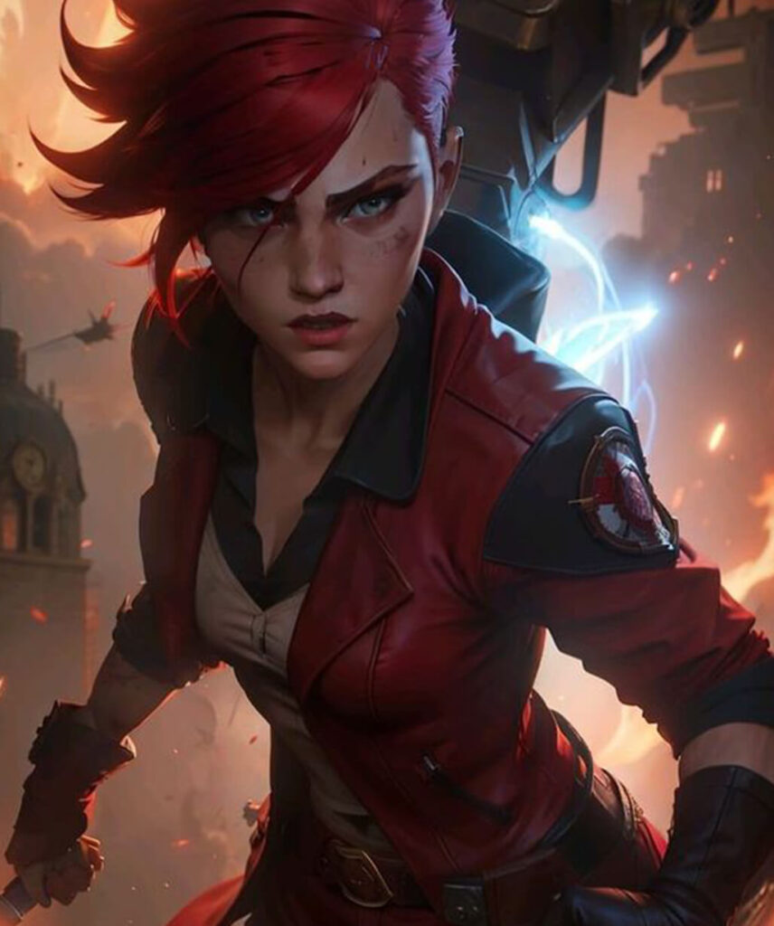 Arcane VI League of Legends Red Leather Jacket