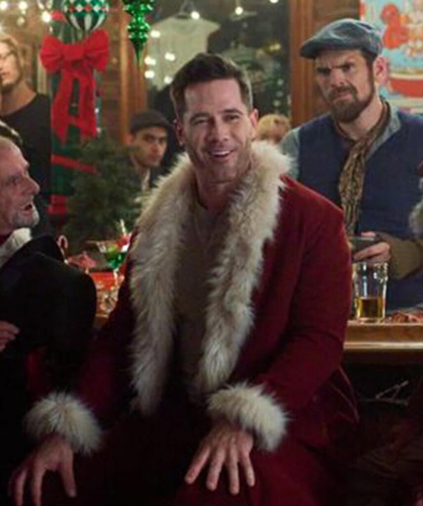 Catch Me if You Claus Luke Macfarlane Red Shearling Coat