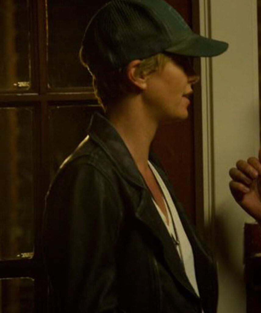 Charlize Theron Dark Places Libby Day Black Distressed Leather Jacket