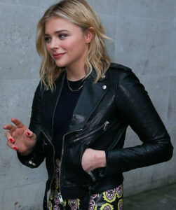 Chloe Grace Moretz Black Leather Jacket