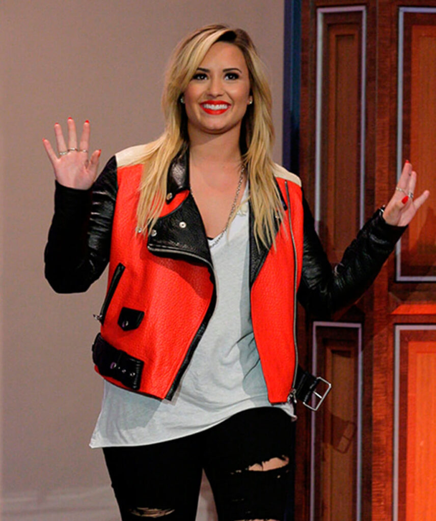 Demi Lovato Multi-Color Leather Jacket
