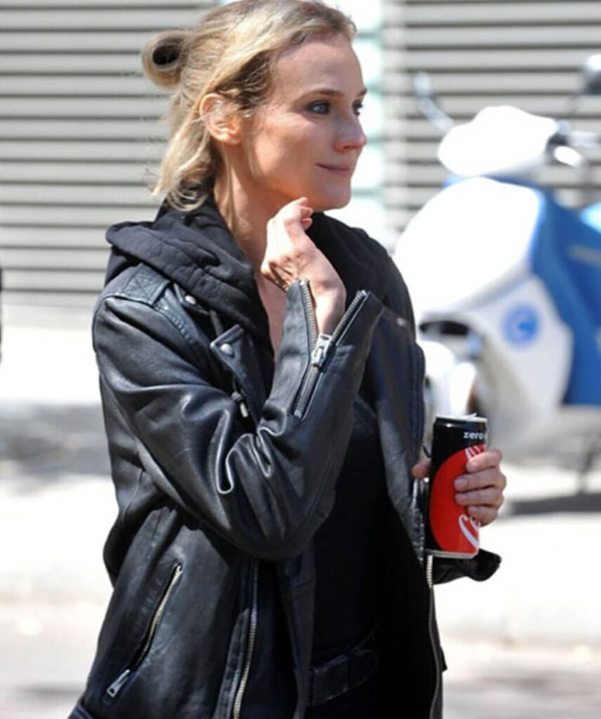 Diane Kruger Black Leather Jacket