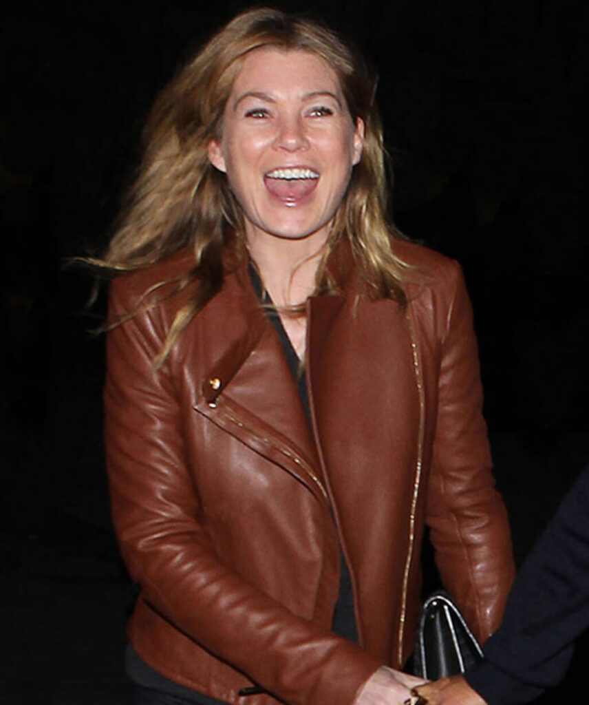 Ellen Pompeo Brown Leather Jacket