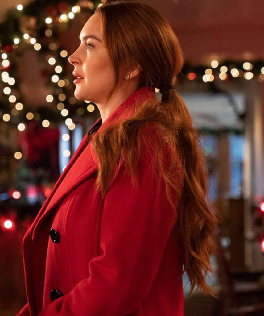 Lindsay Lohan Falling for Christmas Sierra Belmont Red Coat