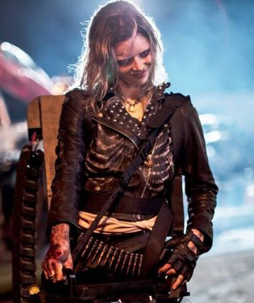 Guns Akimbo Samara Weaving Black Biker Leather Jacket