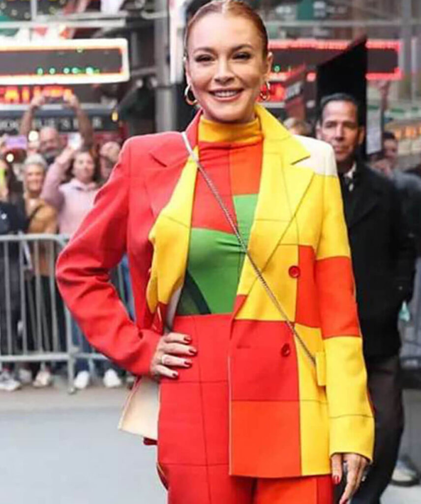 lindsay Lohan Falling for Christmas Premiere Coat