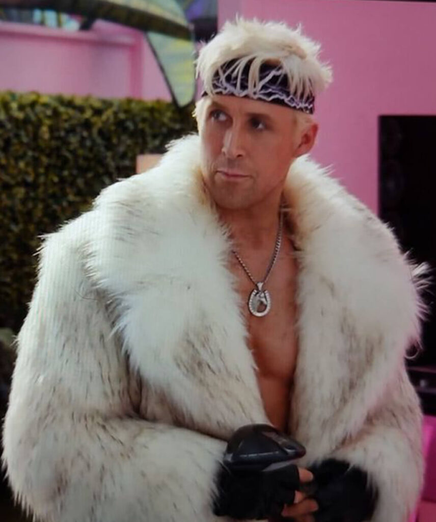 Ryan Gosling Barbie 2023 Ken White Fur Coat