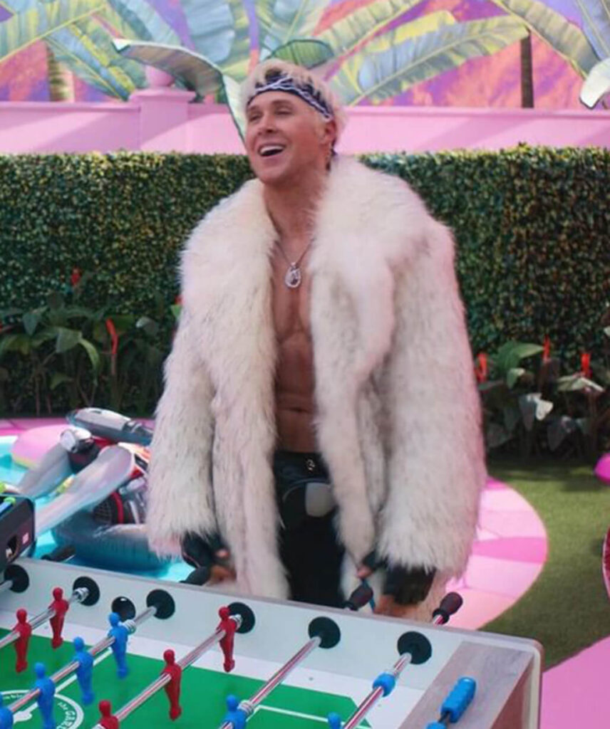 Ryan Gosling Barbie 2023 Ken White Fur Coat
