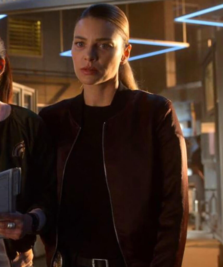 Lucifer S4 Chloe Decker Brown Bomber Leather Jacket
