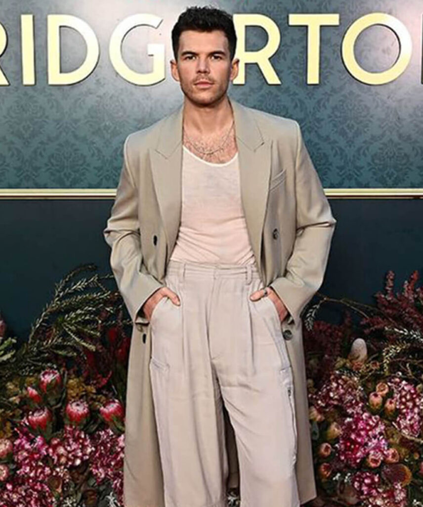 Bridgerton Premiere Luke Newton Cotton Long Coat