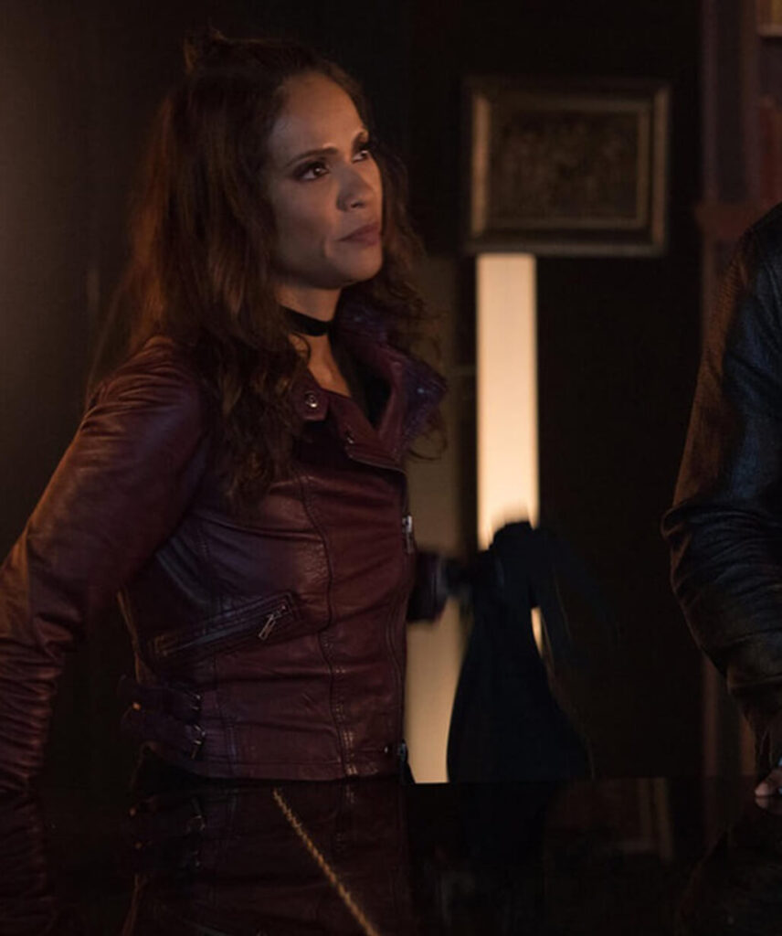Lucifer S2 Mazikeen Maroon Biker Leather Jacket