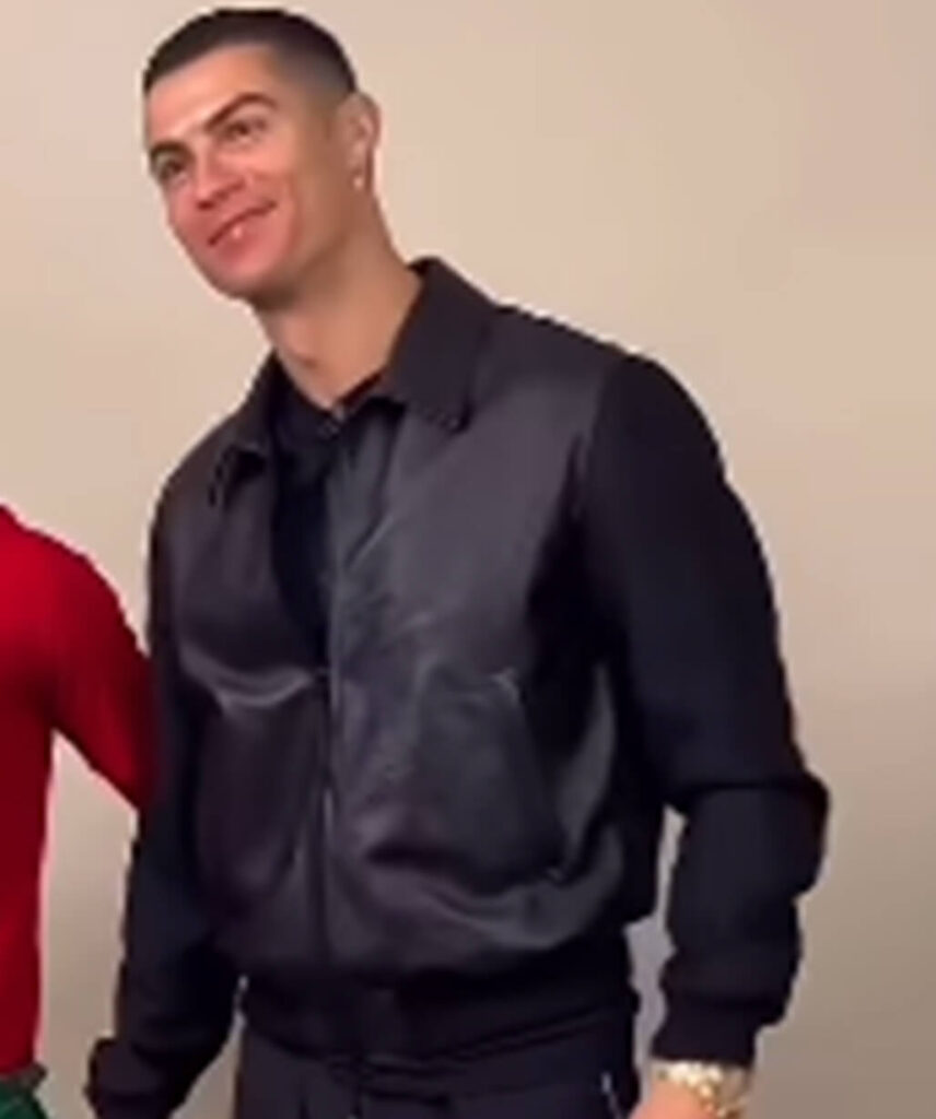 Cristiano Ronaldo Black Leather Jacket