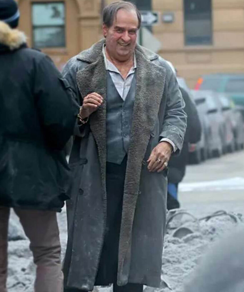 The Penguin S1 Colin Farrell Grey Shearling Coat