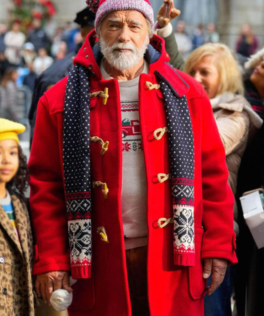 The Man with the Bag Arnold Schwarzenegger Santa Coat